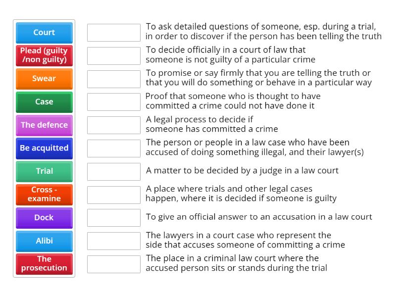 Trial vocabulary - Match up