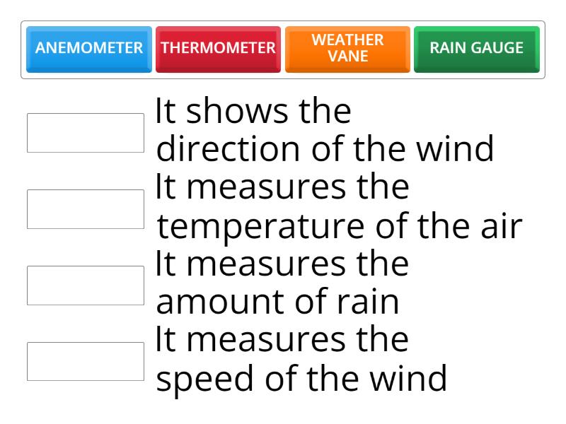 INSTRUMENTS FOR MEASURING THE WEATHER - Match up