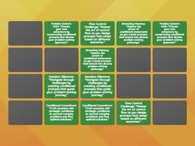 Conditional Prompts & Control Flow - Matching pairs