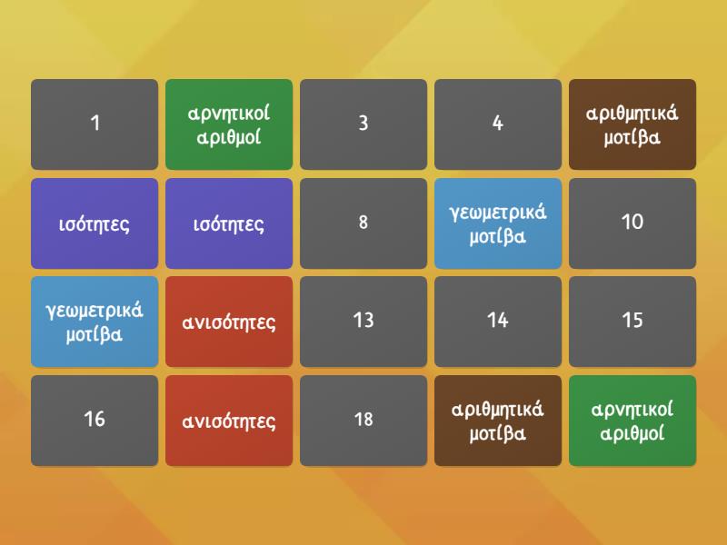 ΜΑΘΗΜΑΤΙΚΑ Ε ΔΗΜΟΤΙΚΟΥ ΚΕΦΑΛΑΙΟ 6 - Βρες τα ζευγάρια