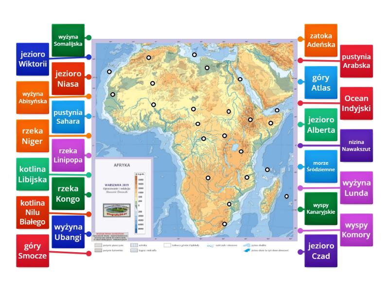 Afryka - mapa fizyczna - wybrane zagadnienia 1 - Labelled diagram