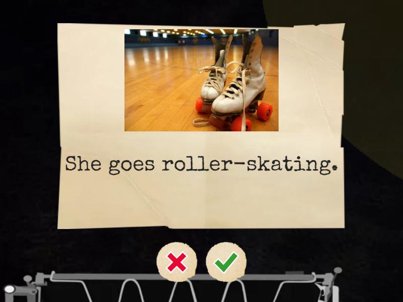 I go roller-skating. - Flash cards