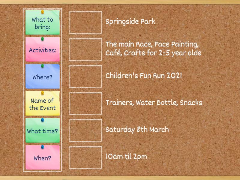 ESOL: Event Poster Task - Match up