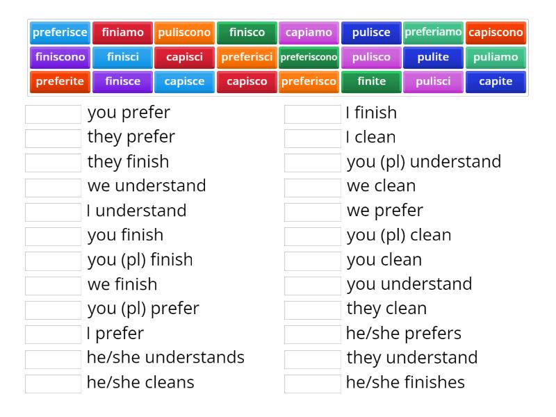 ISC Verbs in Italian - Match up