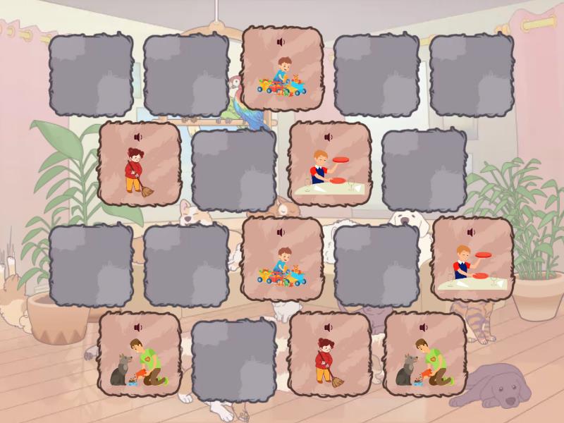 Household chores Memory Game - Matching pairs