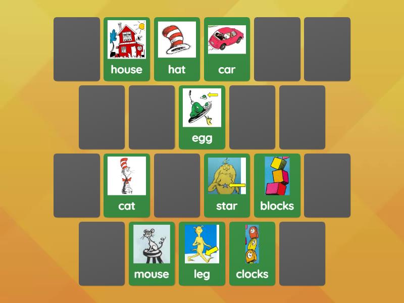 Dr. Seuss rhyming match game - Matching pairs