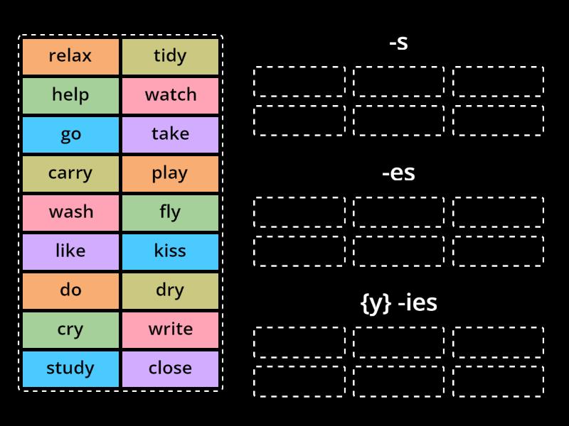 Present Simple Ending (s/ es/ ies) - Group sort