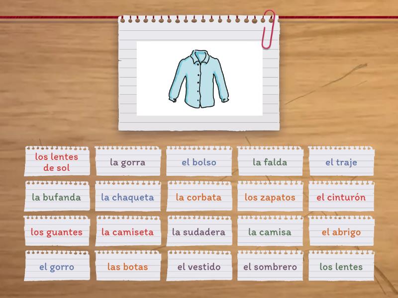 Vocabulario: La ropa - Find the match