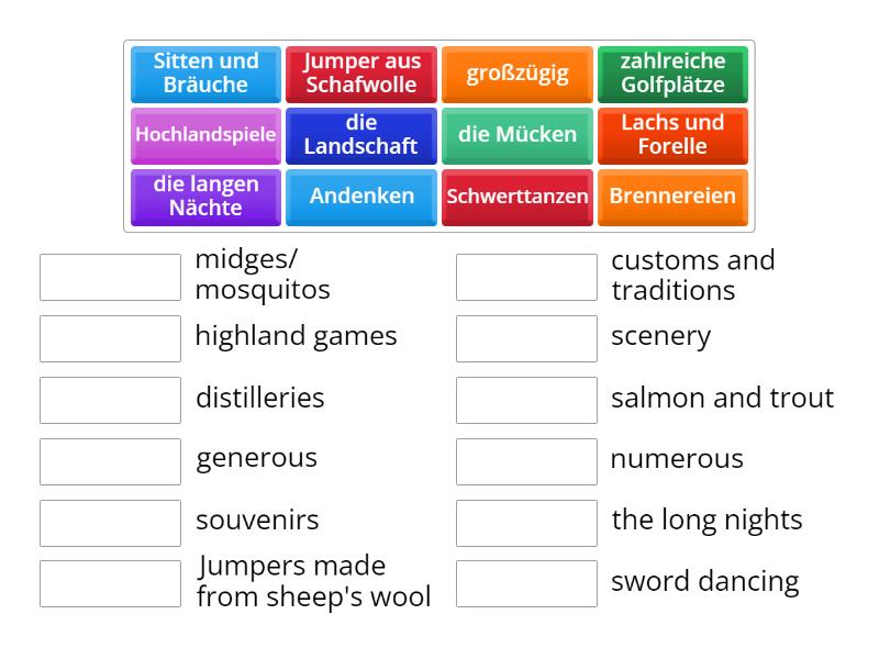 S5 German Scotland as a tourist destination - Match up