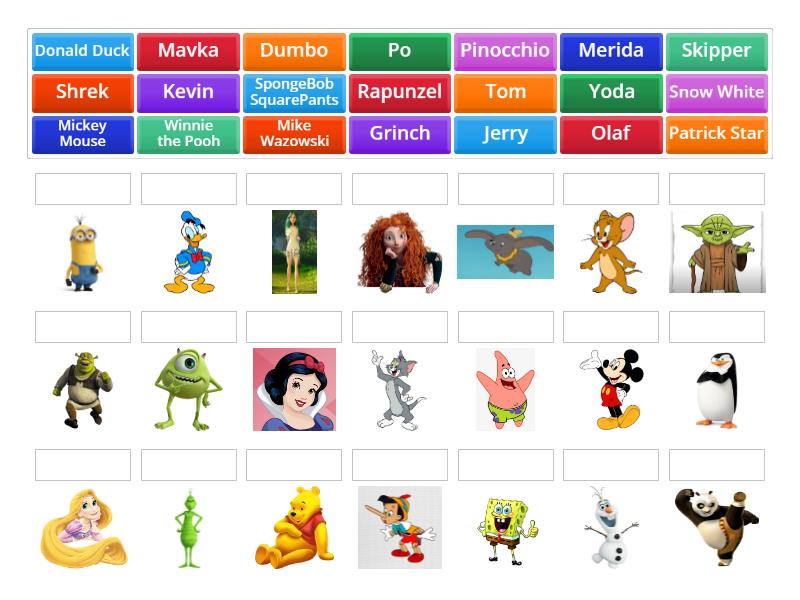 Cartoon Characters - Match up