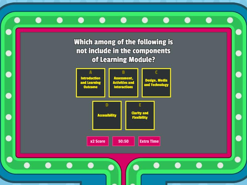 Components of the Learning Module - Gameshow quiz