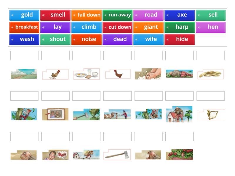 Jack and the Beanstalk words - Match up