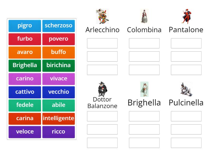 Characters of Carnevale - Year 3 - Group sort