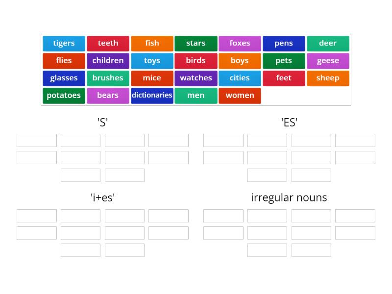 Plural nouns es/ s - Group sort