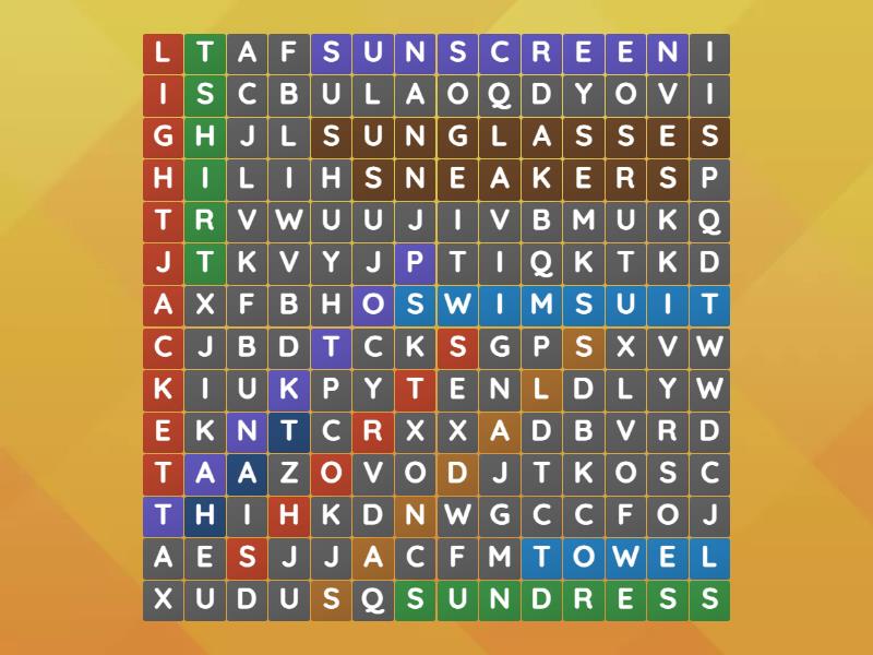 Summer Clothes - Wordsearch