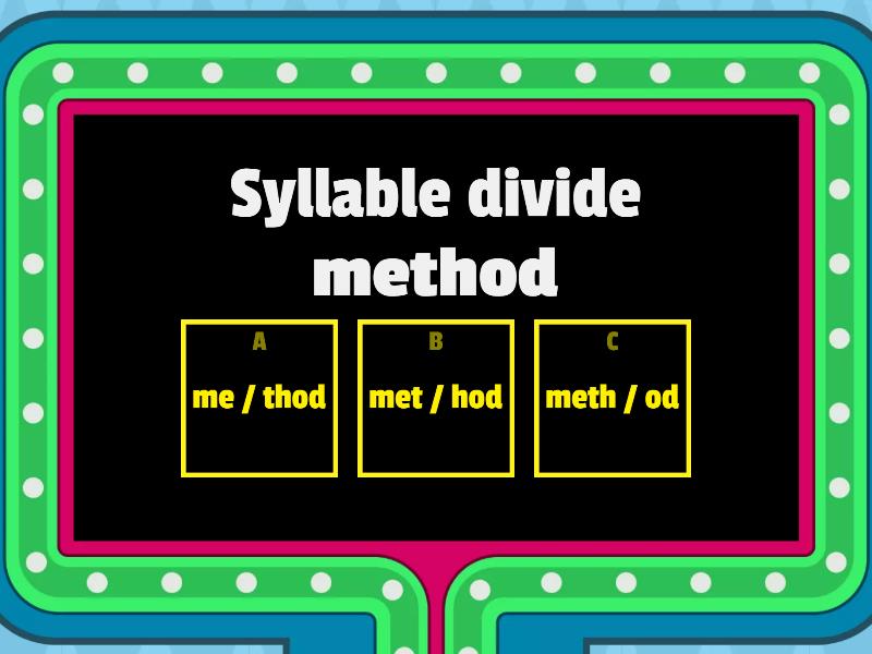 Syllable Division - Gameshow quiz