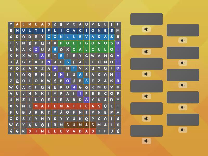 Sopa de letras de matematicas - Wordsearch