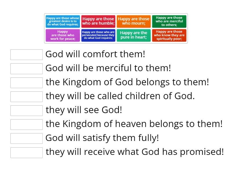 The Beatitudes Matching Game - Une las parejas