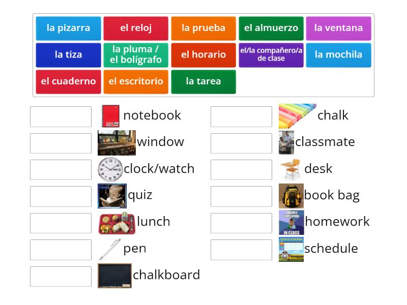 Senderos 1; Lección 2 - En la escuela (Frequently Missed) - Match up