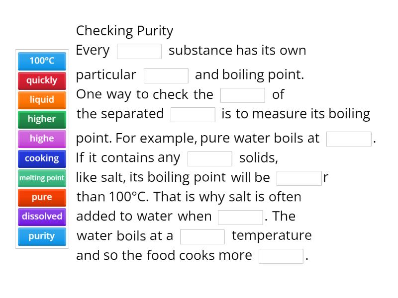 Checking Purity - Complete the sentence