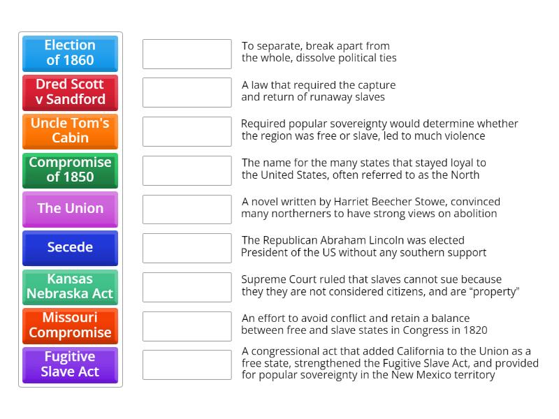 Sectionalism Matching - Match up