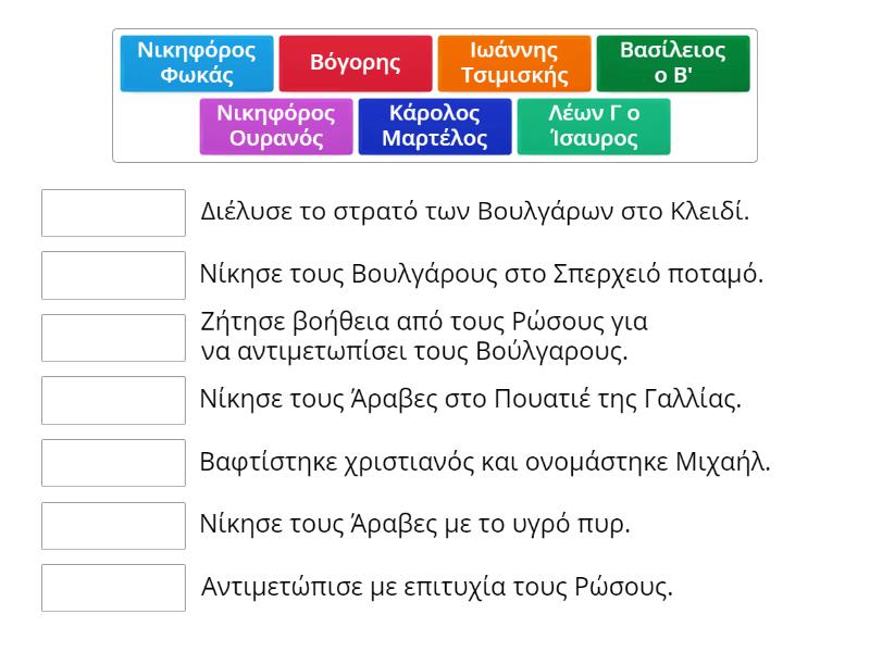 Ιστορία Ε Δημοτικού Ενότητα Δ - Αντιστοίχιση
