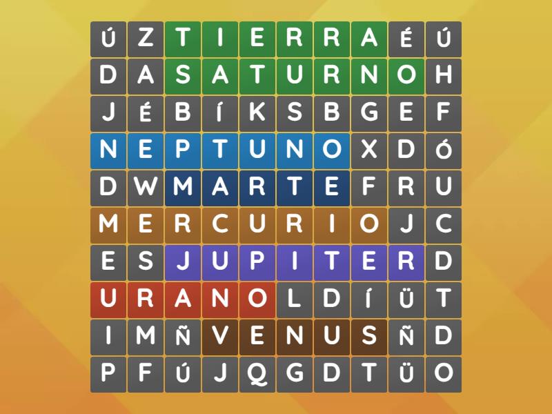 sopa de letras de los planetas - Wordsearch