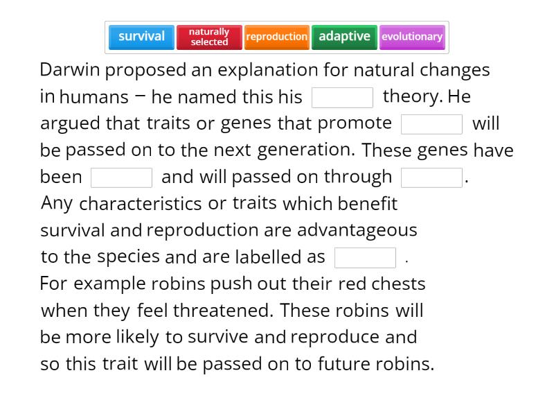 Theory of Evolution - Complete the sentence