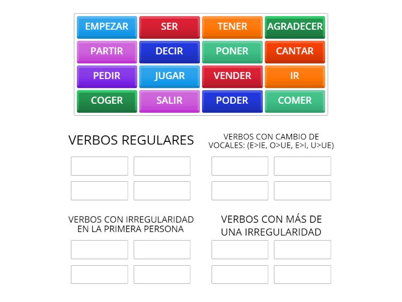 Estudie VERBOS EN PRESENTE DE INDICATIVO - ESPAÑOL - Group sort