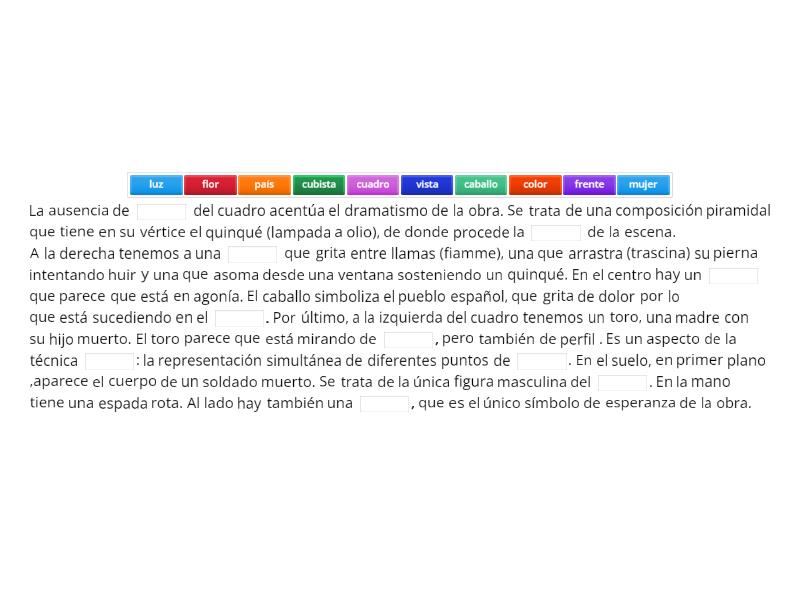 El Guernica Cloze 3A - Complete the sentence