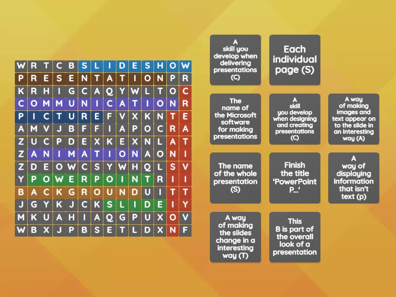 PowerPoint Terms - Wordsearch