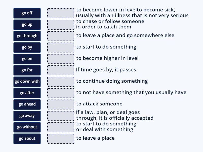 Phrasal verb go - Match up