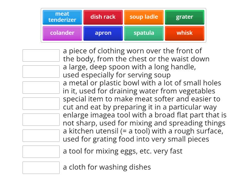 Kitchen utensils - Match up