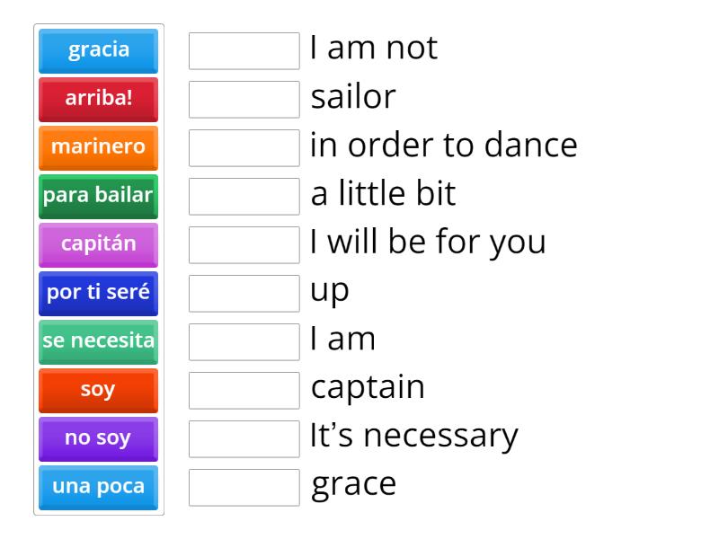 la bamba vocabulary - Match up