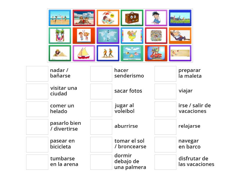 Vocabulario de las vacaciones - Match up
