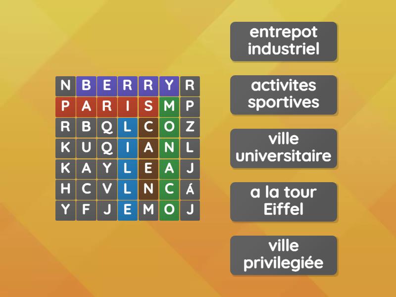 villes de france - Wordsearch