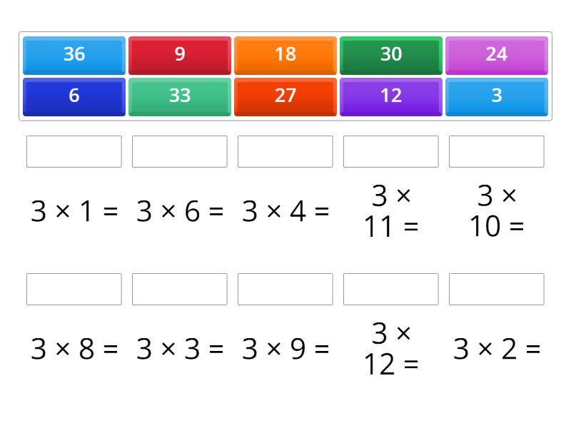Times tables x3 - Match up