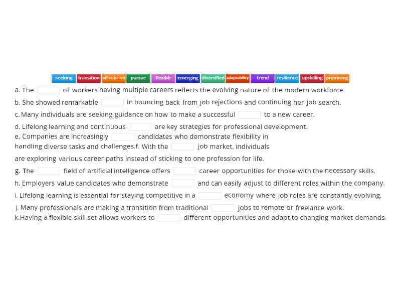Job and career terminology - Complete the sentence