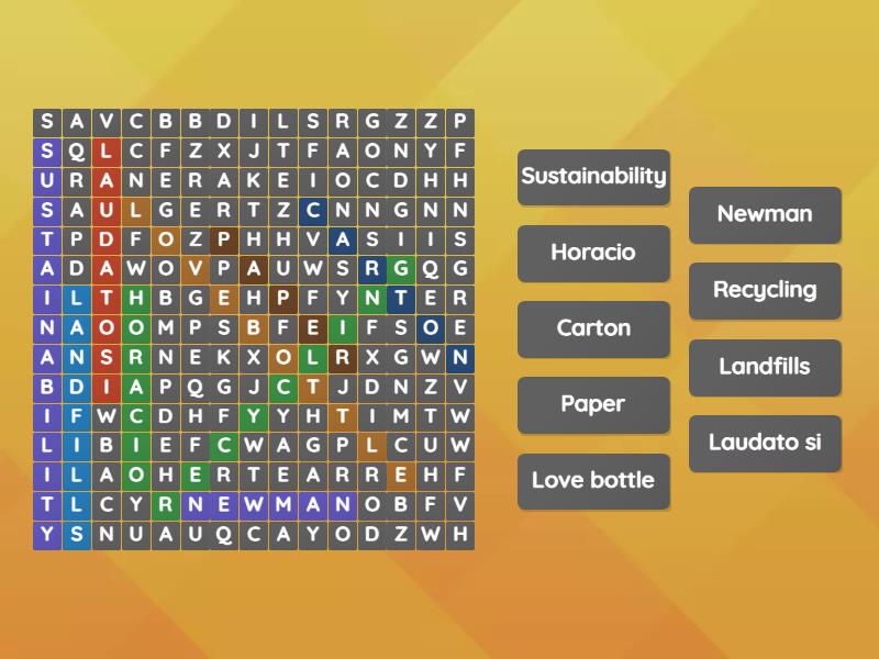 Recycling Wordwall - Crucipuzzle