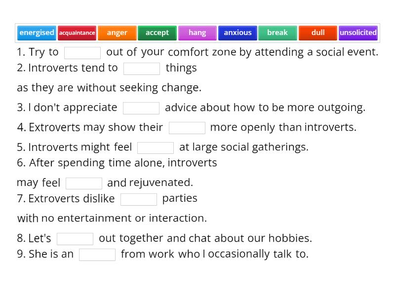 Revision - Personality 1 - Complete the sentence