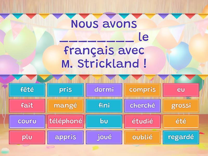 Le passé composé avec des verbes réguliers en -er/-ir et des verbes ...