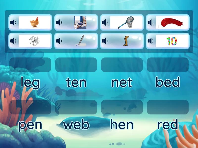 CVC bed net red pen hen ten leg web - Match up