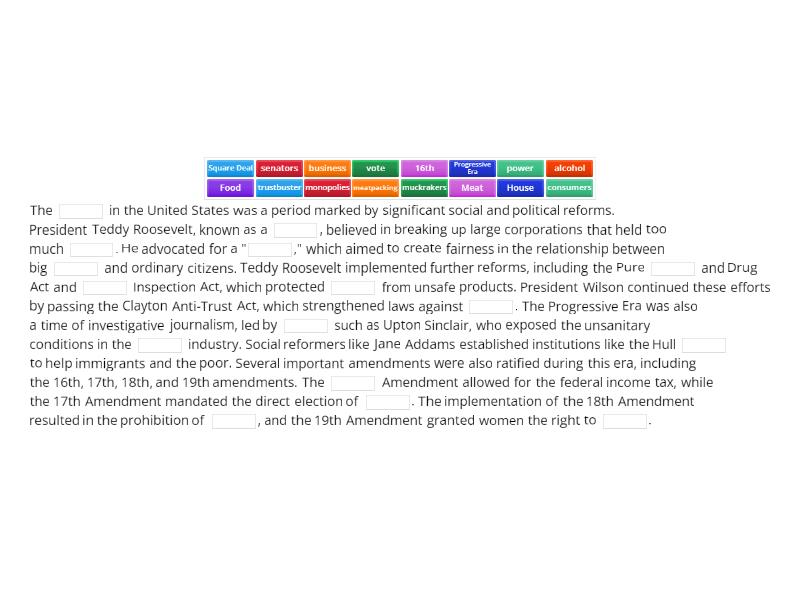 Progressive Era - Complete the sentence