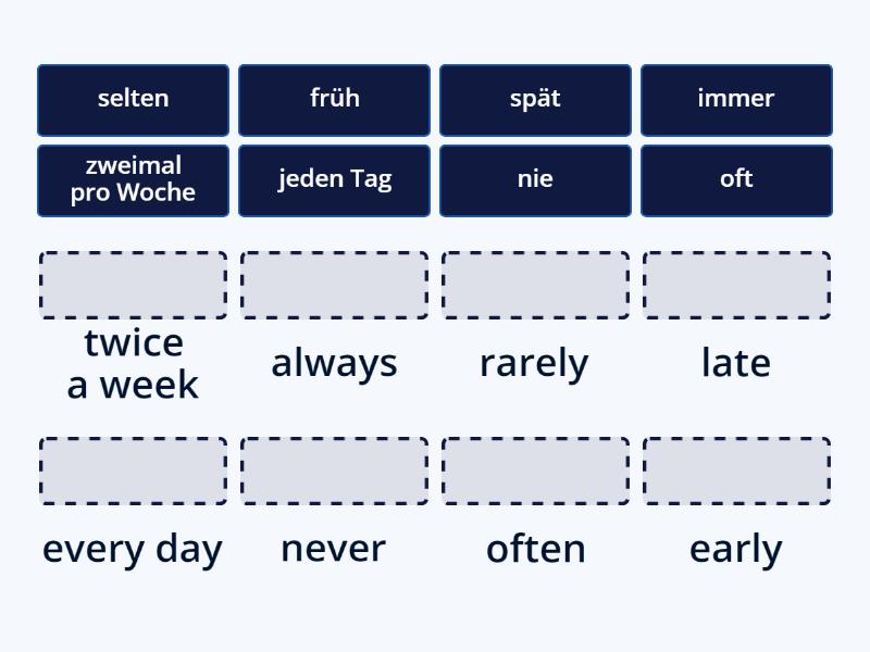 German time adverbs/phrases - Match up