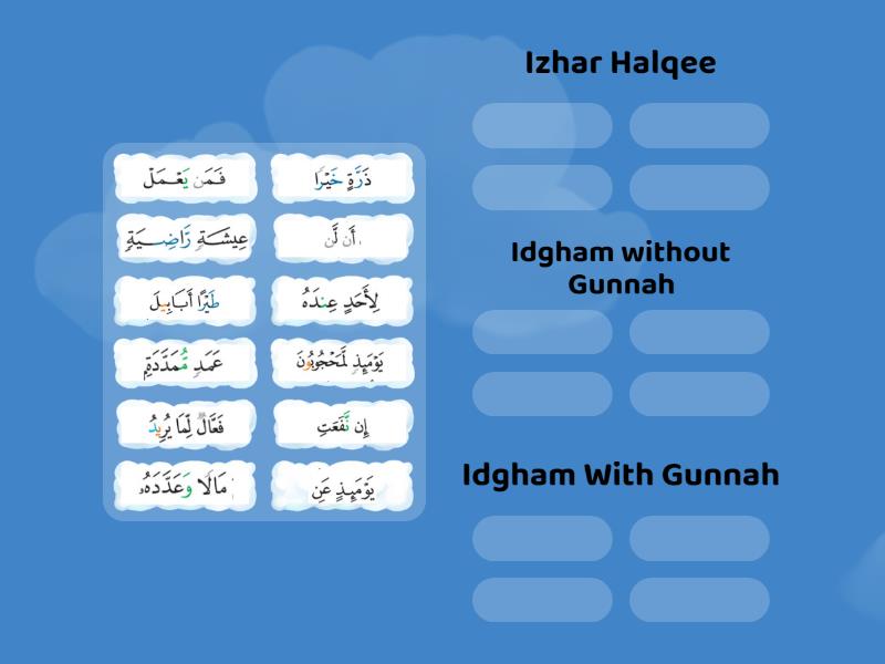 Izhaar and Idghaam rule - Group sort