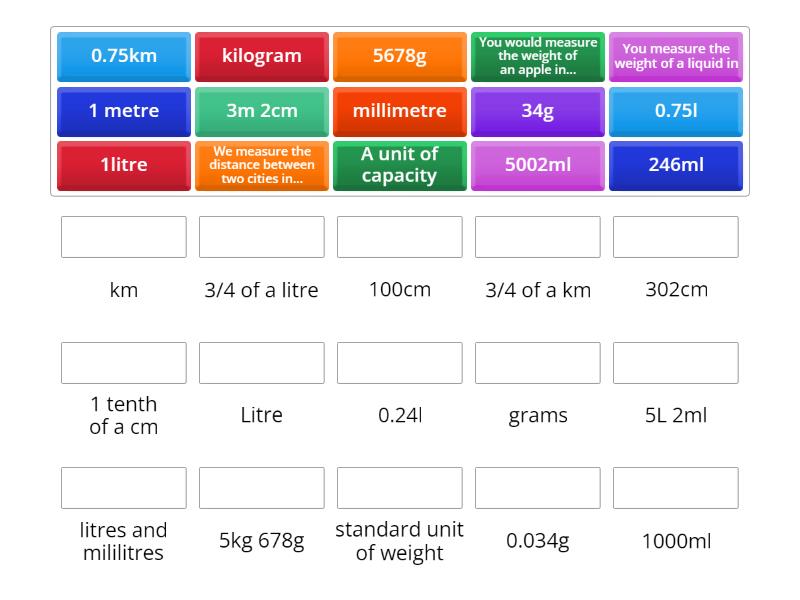 Length, Weight, Capacity - Match up