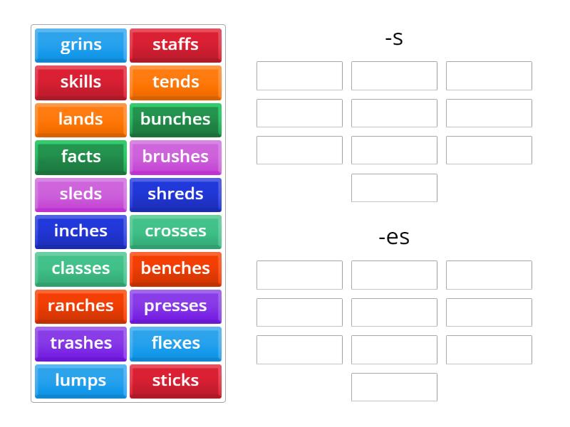 suffix -s or -es - Group sort