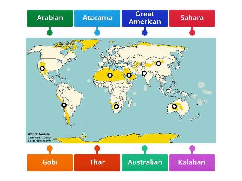 World Deserts - Labelled diagram
