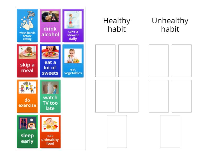 Healthy and Unhealthy Habits Health Class - Group sort