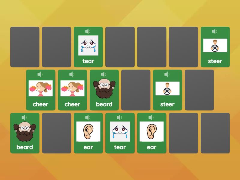 Spelling words: Vowel sound "ear, eer" - Matching pairs